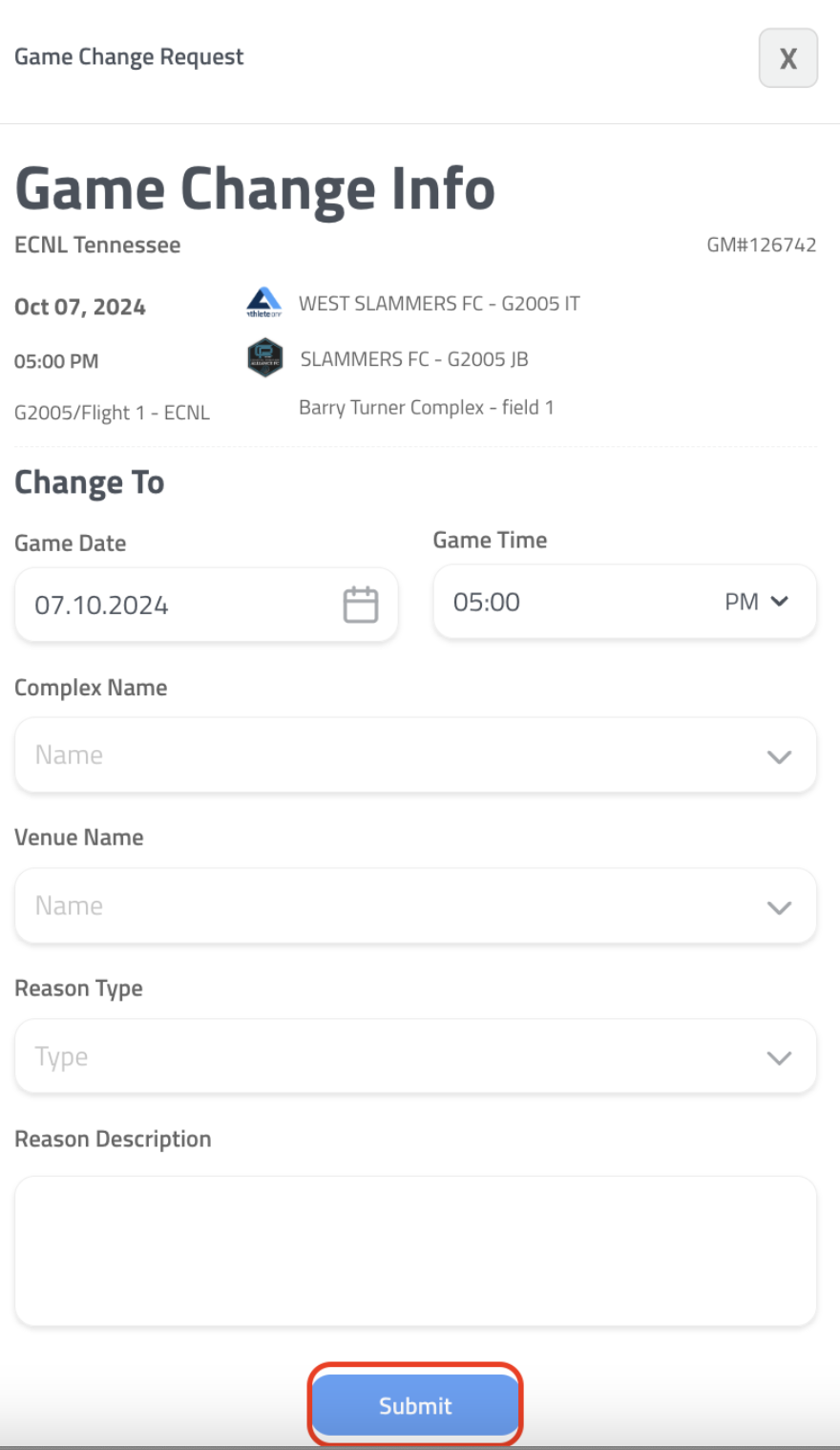 How to make a game change request? – Total Global Sports